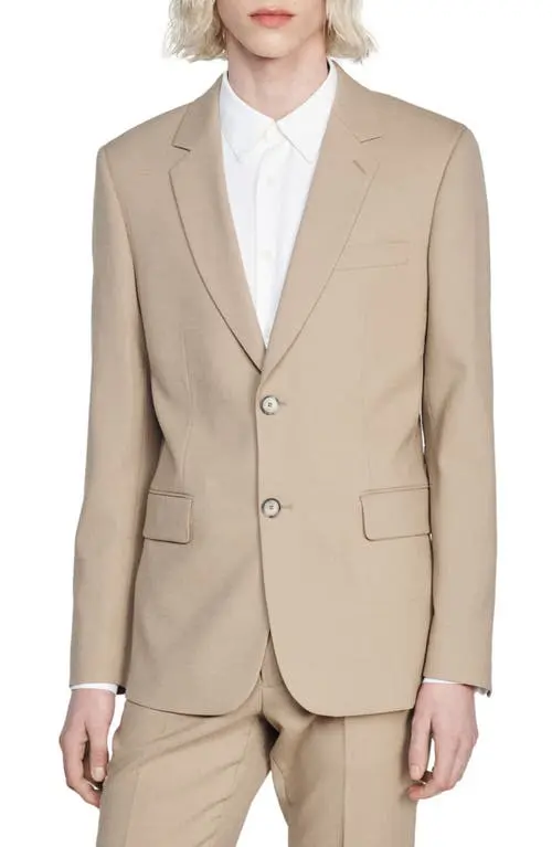 Sandro Wool Suit Jacket - Beige