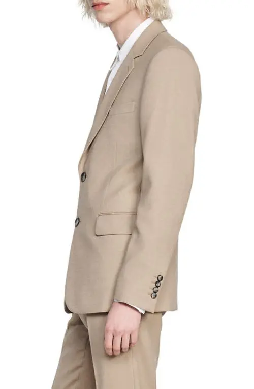 Sandro Wool Suit Jacket - Beige