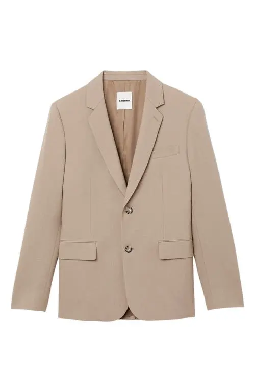Sandro Wool Suit Jacket - Beige