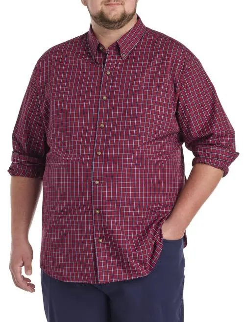 HARBOR BAY BY DXL Big & Tall Easy-care Small Plaid Sport Shirt - Red Multi