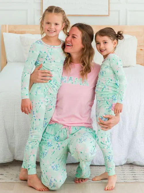 RUFFLEBUTTS Softsnooze Gender Inclusive Adult Pajama Pants - Mint Meadow