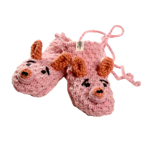 NIRVANNA DESIGNS Crochet Piggy Mittens - White
