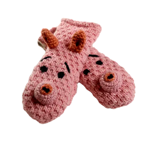 NIRVANNA DESIGNS Crochet Piggy Mittens - White