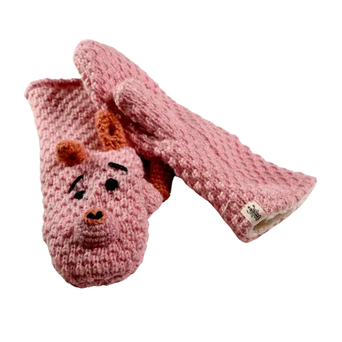 NIRVANNA DESIGNS Crochet Piggy Mittens - White