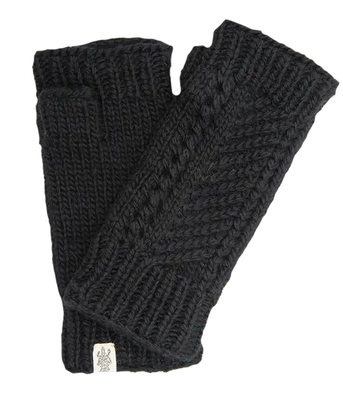 NIRVANNA DESIGNS Diagonal Knit Handwarmers - Black