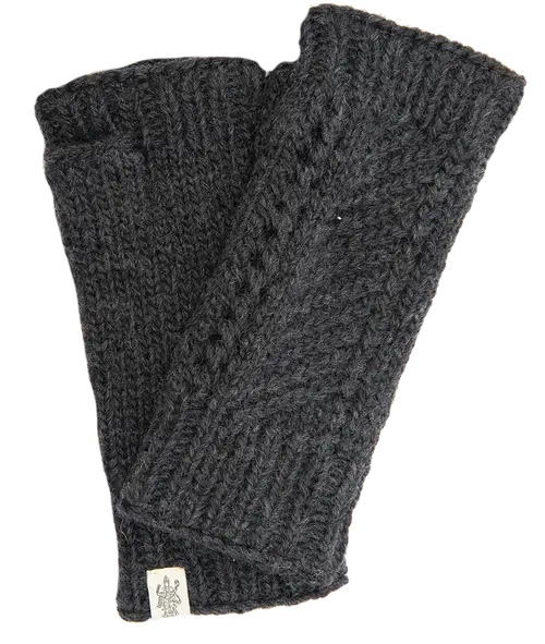 NIRVANNA DESIGNS Diagonal Knit Handwarmers - Charcoal