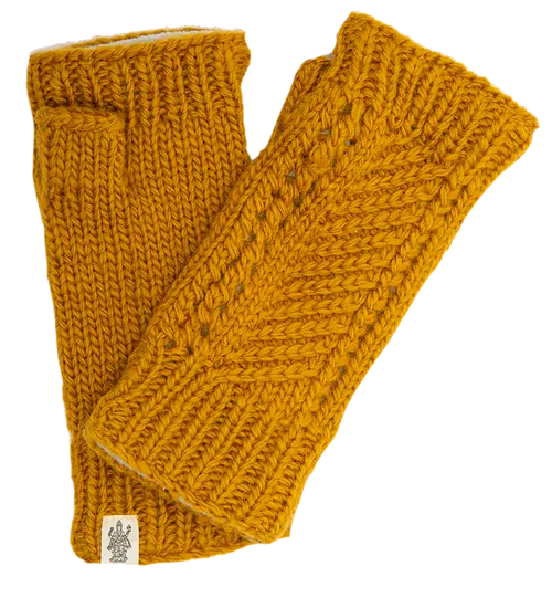 NIRVANNA DESIGNS Diagonal Knit Handwarmers - Honey