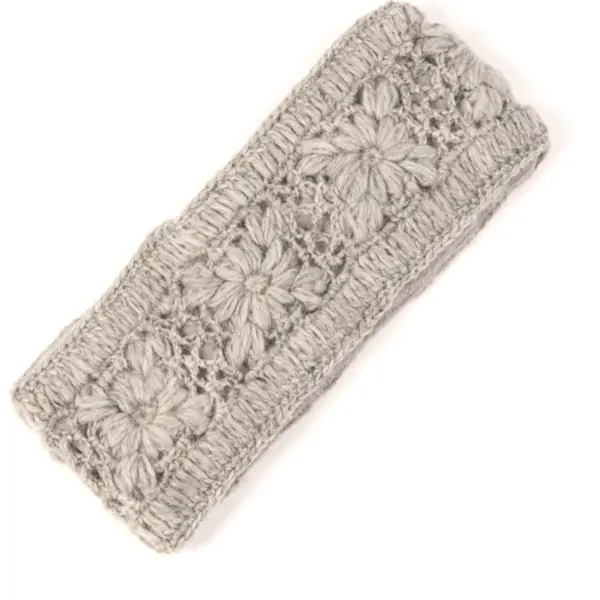 NIRVANNA DESIGNS Flower Crochet Knit Headband - Ash