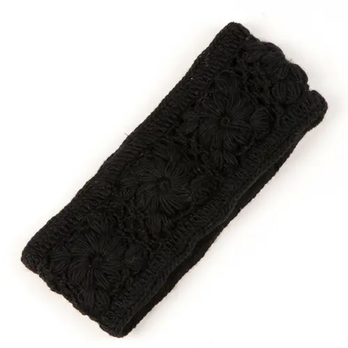 NIRVANNA DESIGNS Flower Crochet Headband- Solids - Black