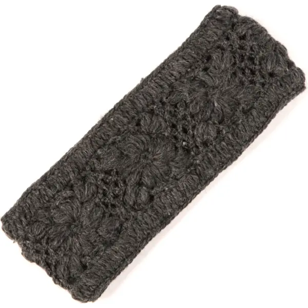 NIRVANNA DESIGNS Flower Crochet Knit Headband - Charcoal