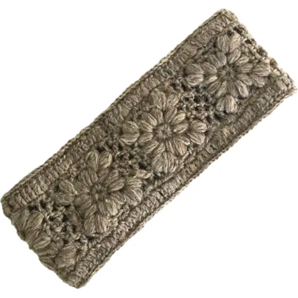 NIRVANNA DESIGNS Flower Crochet Knit Headband - Cocoa
