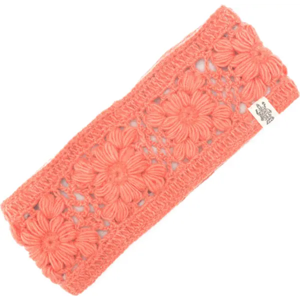 NIRVANNA DESIGNS Flower Crochet Knit Headband - Coral