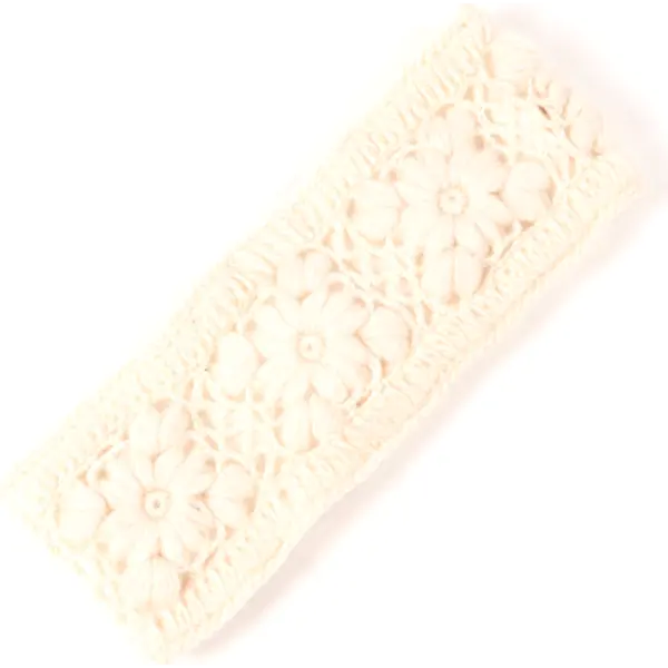 NIRVANNA DESIGNS Flower Crochet Knit Headband - White