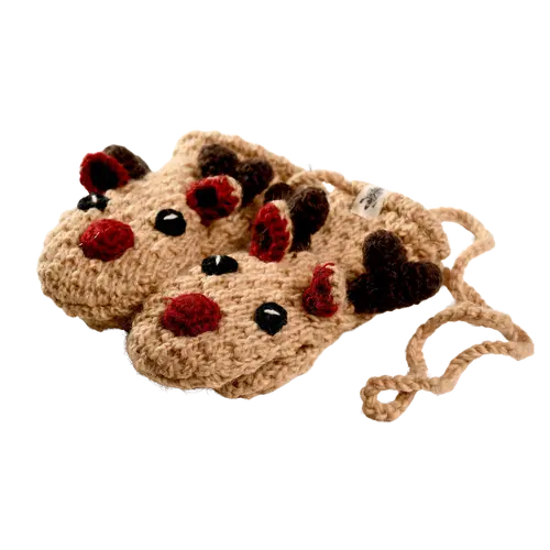 NIRVANNA DESIGNS Crochet Reindeer Mittens - Brown