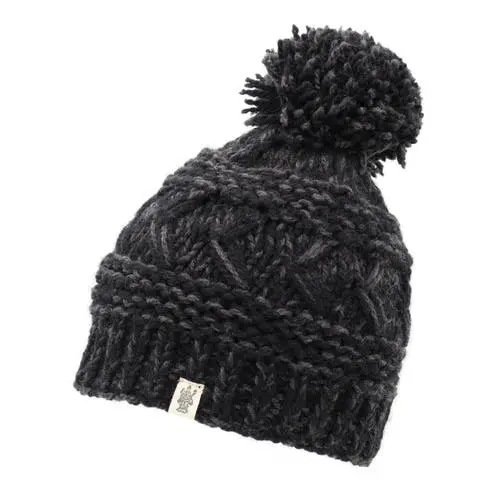 NIRVANNA DESIGNS Reverse Cross Pom Pom Beanie - Black