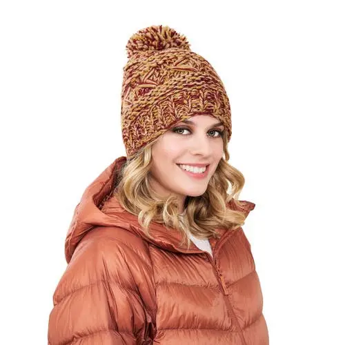 NIRVANNA DESIGNS Reverse Cross Pom Pom Beanie - Black