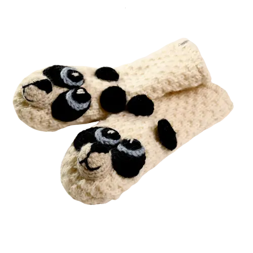 NIRVANNA DESIGNS Crochet Panda Mittens - White Combo