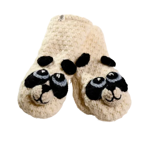 NIRVANNA DESIGNS Crochet Panda Mittens - White Combo