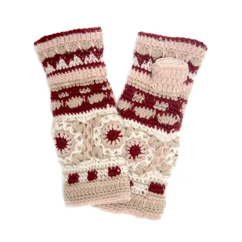 NIRVANNA DESIGNS Dreams Crochet Handwarmers - Beige Combo
