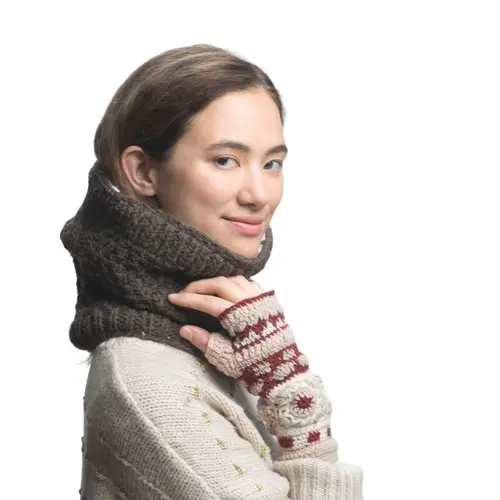 NIRVANNA DESIGNS Dreams Crochet Handwarmers - Brown Combo