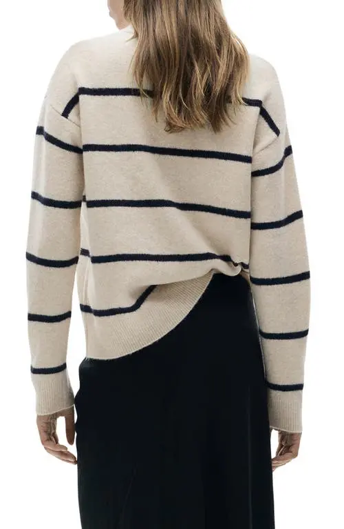 Mango Marina Striped Sweater - Sand