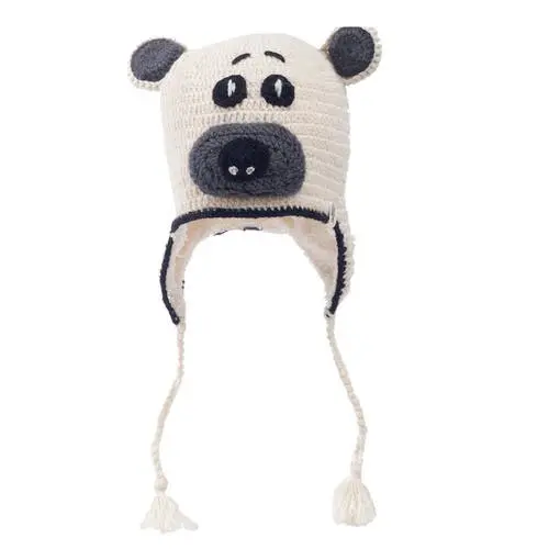 NIRVANNA DESIGNS Crochet Bear Beanie - White Combo