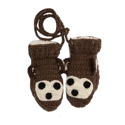 NIRVANNA DESIGNS Crochet Monkey Mittens - White Combo