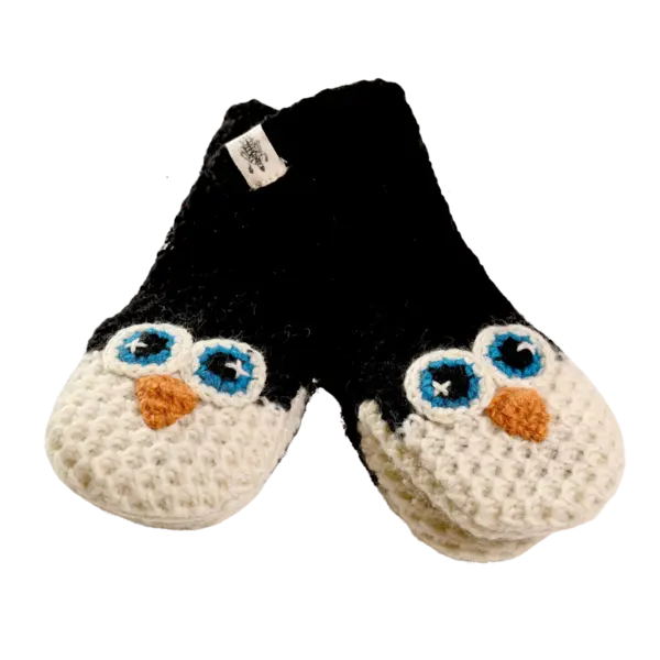 NIRVANNA DESIGNS Crochet Penguin Mittens - White