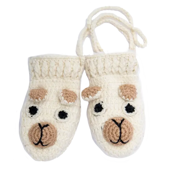 NIRVANNA DESIGNS Crochet Pony Mittens - White