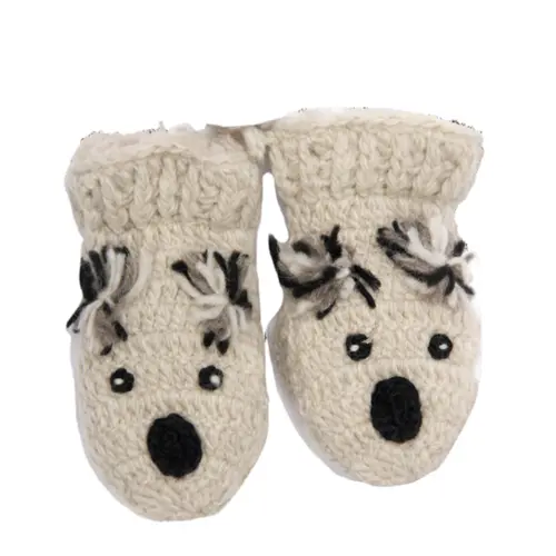 NIRVANNA DESIGNS Crochet Koala Mittens - White Combo
