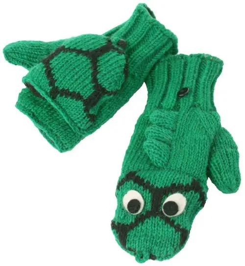 NIRVANNA DESIGNS Dinosaur Cover Mittens - Green