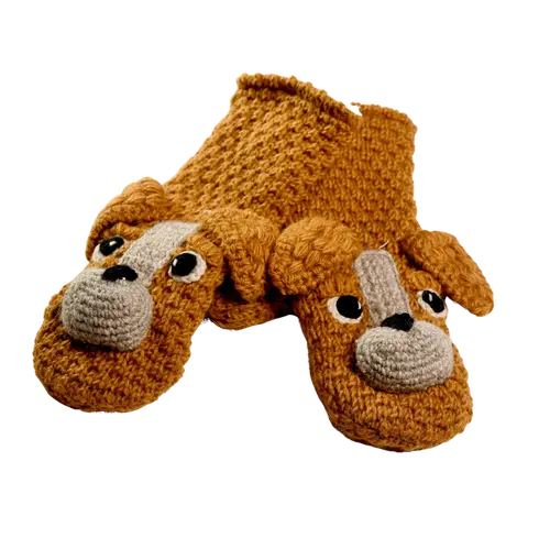 NIRVANNA DESIGNS Crochet Puppy Mittens - White Combo