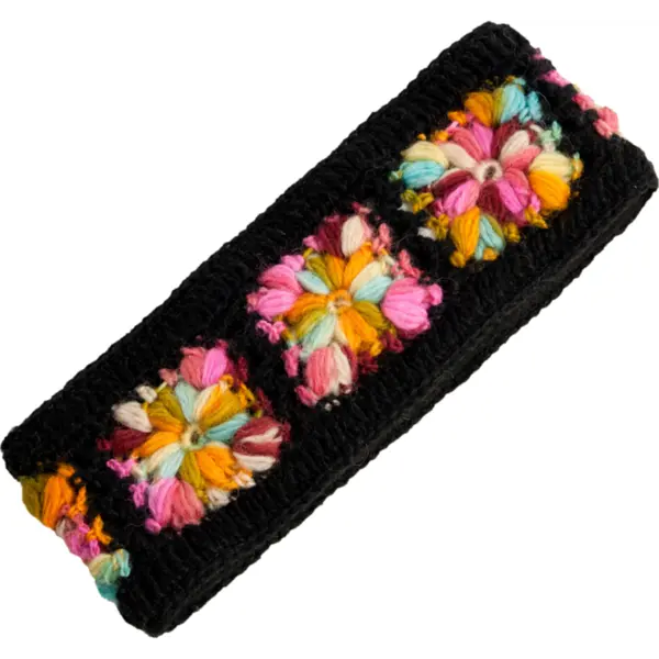 NIRVANNA DESIGNS Flower Crochet Headband - Black Multi