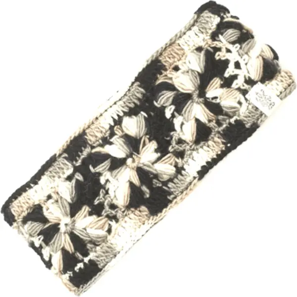 NIRVANNA DESIGNS Flower Crochet Headband - Black/white/oatmeal