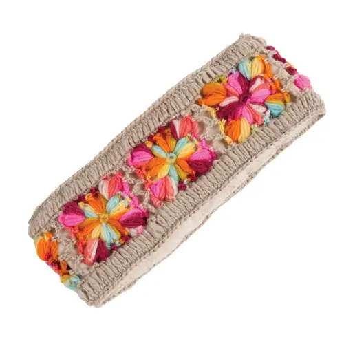 NIRVANNA DESIGNS Flower Crochet Headband - Grey Multi