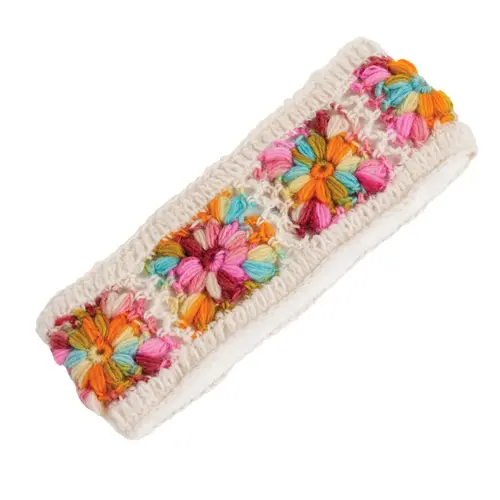NIRVANNA DESIGNS Flower Crochet Headband - White Multi