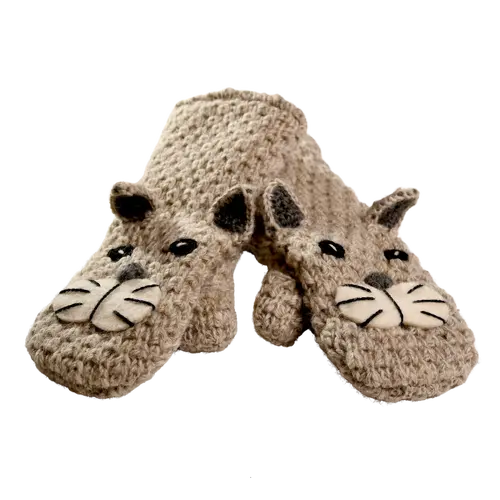 NIRVANNA DESIGNS Crochet Shmil The Cat Mittens - White