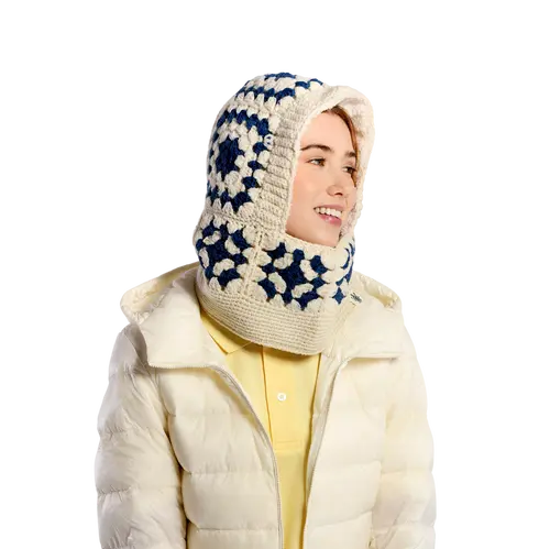 NIRVANNA DESIGNS Crochet Patch Hood - White