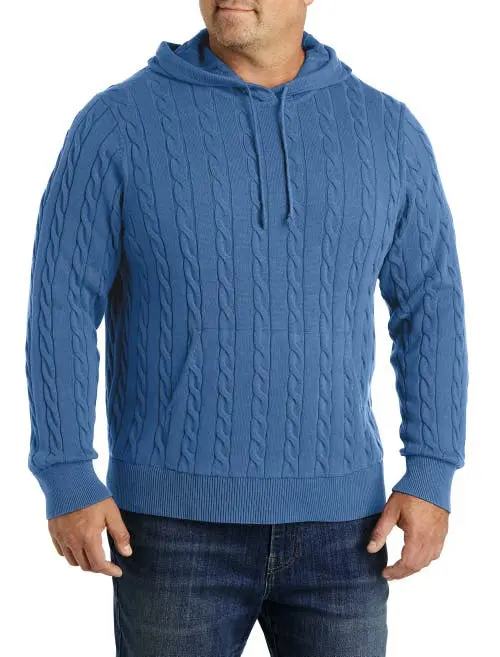Brooks Brothers Big & Tall Cable Knit Hoodie - Moonlight Blue