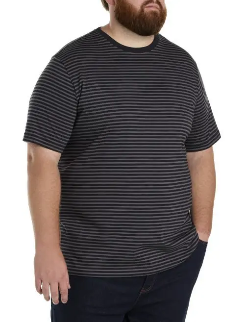 HARBOR BAY BY DXL Big & Tall Moisture-wicking Striped T-shirt - Black/grey