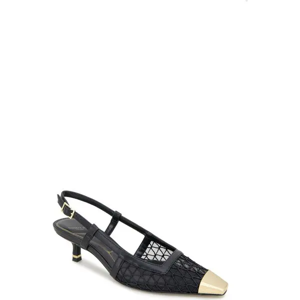 KENNETH COLE Maxine Kitten Heel Slingback Pump - Black Mesh