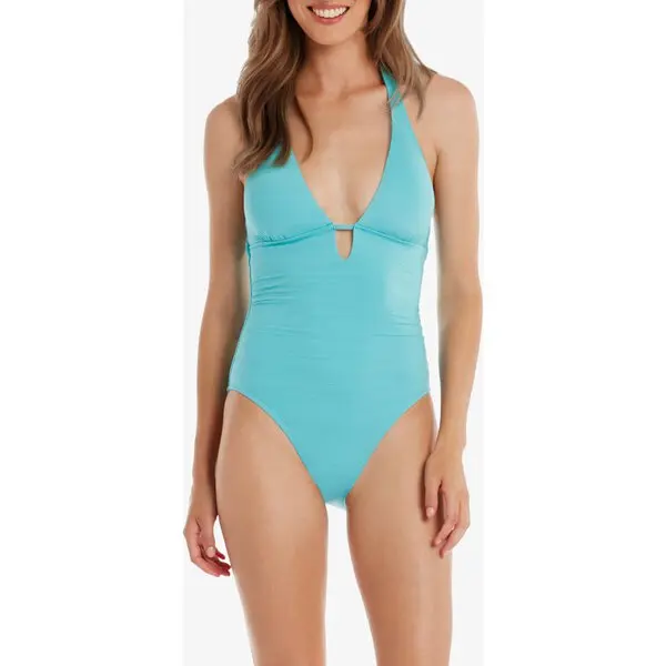 Helen Jon Kara Keyhole One-piece - Textured Coastal Blue