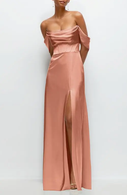 chiffon evening dresses NOVA SATIN DRESS – Copper Penny main image 0