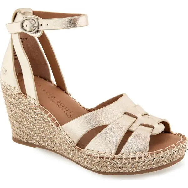 Gentle Souls By Kenneth Cole Espadrille Wedge Sandals - Champagne Leather