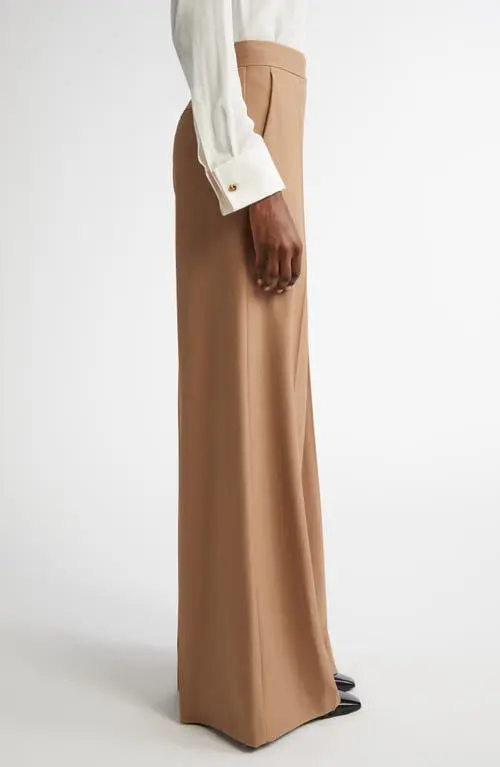 Max Mara Ninfa Virgin Wool Wide Leg Pants - Camel