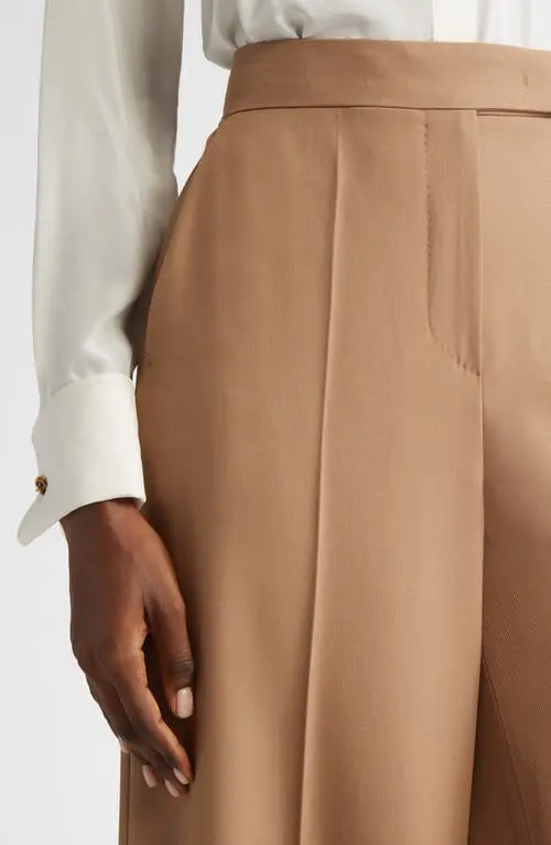 Max Mara Ninfa Virgin Wool Wide Leg Pants - Camel
