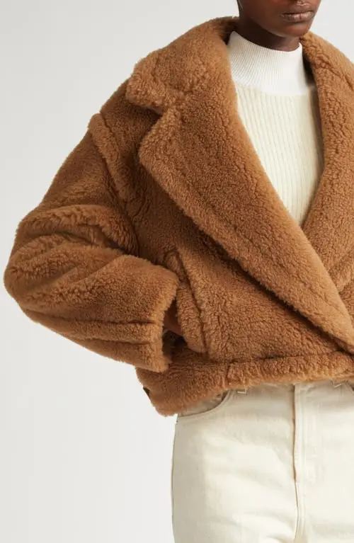 Max Mara Gardone Teddy Bear Icon Crop Jacket - Camel