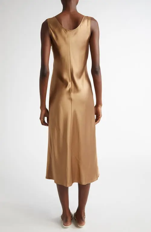 Max Mara Banjo Silk Satin Midi Dress - Camel