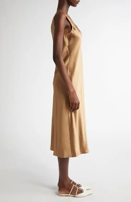 Max Mara Banjo Silk Satin Midi Dress - Camel