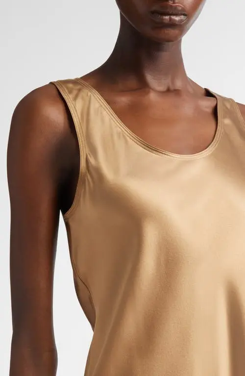 Max Mara Banjo Silk Satin Midi Dress - Camel